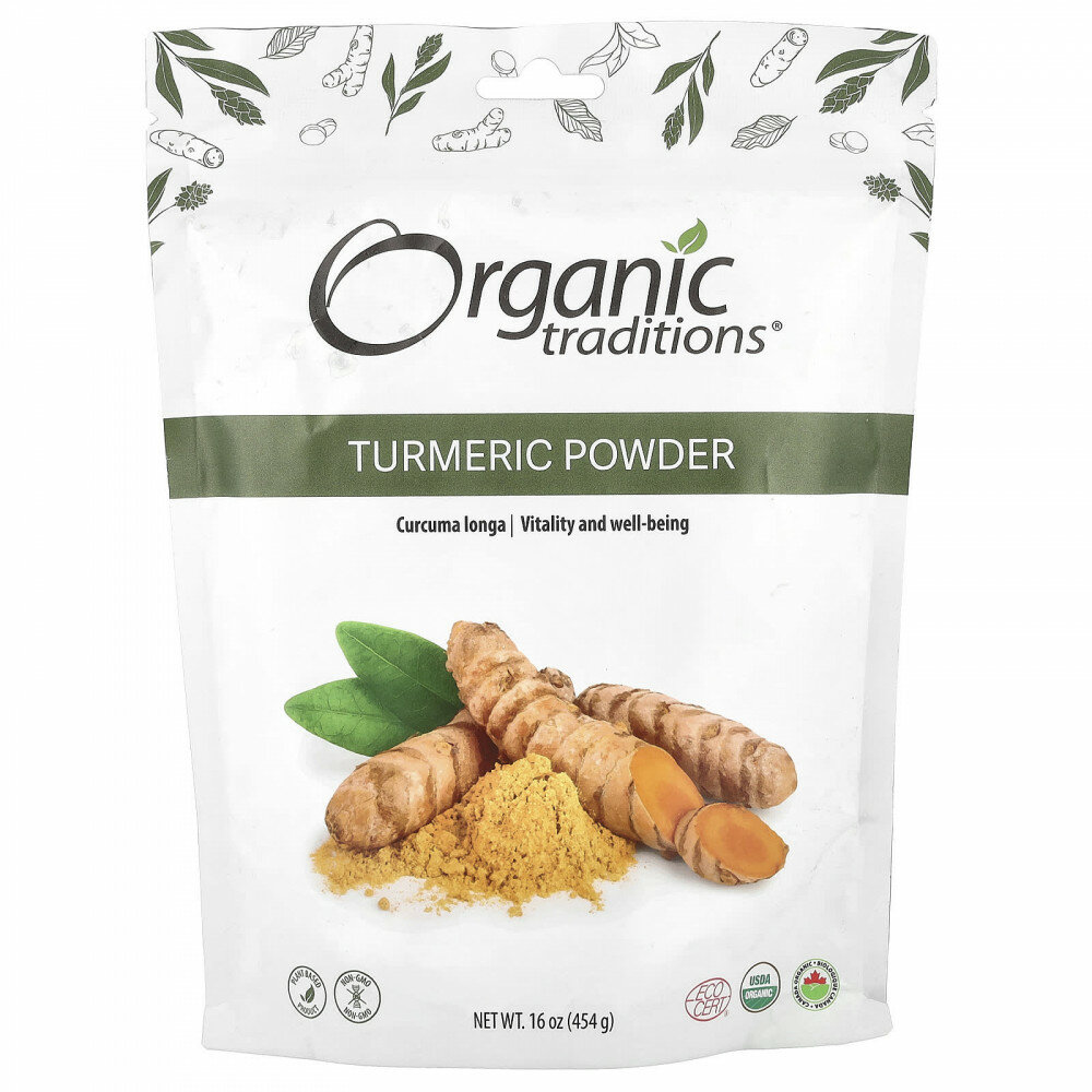 Organic Traditions, порошок из куркумы, 454 г (16 унций)