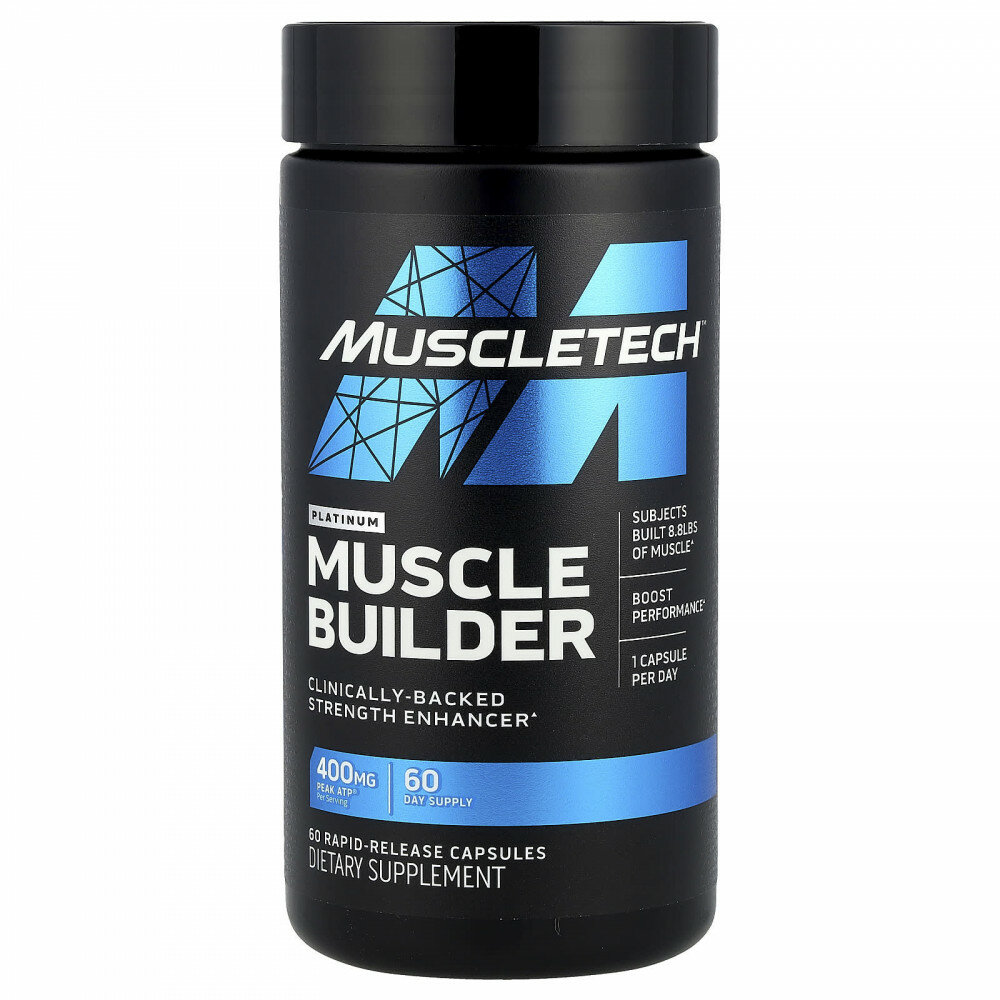 MuscleTech, Platinum Muscle Builder, 400 мг, 60 капсул с быстрым высвобождением
