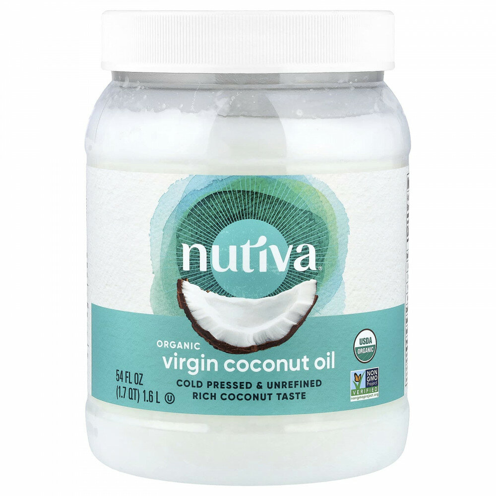 Nutiva, органическое кокосовое масло, первого отжима, 1,6 л (54 жидк. унции)