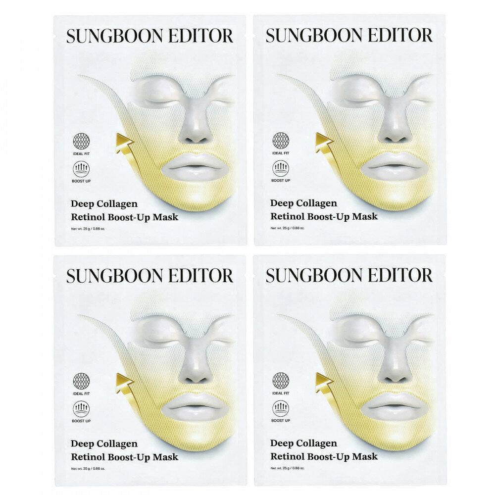 Sungboon Editor, Маска для лица с глубоким коллагеном и ретинолом, 4 шт, 25 г (0,88 унции)