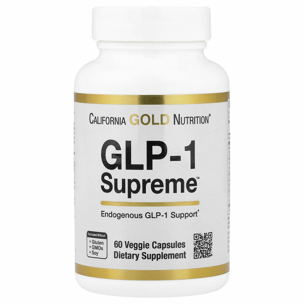 California Gold Nutrition, GLP-1 Supreme™, добавка с аккермансией, берберином, кверцетином и куркумином, 60 растительных капсул