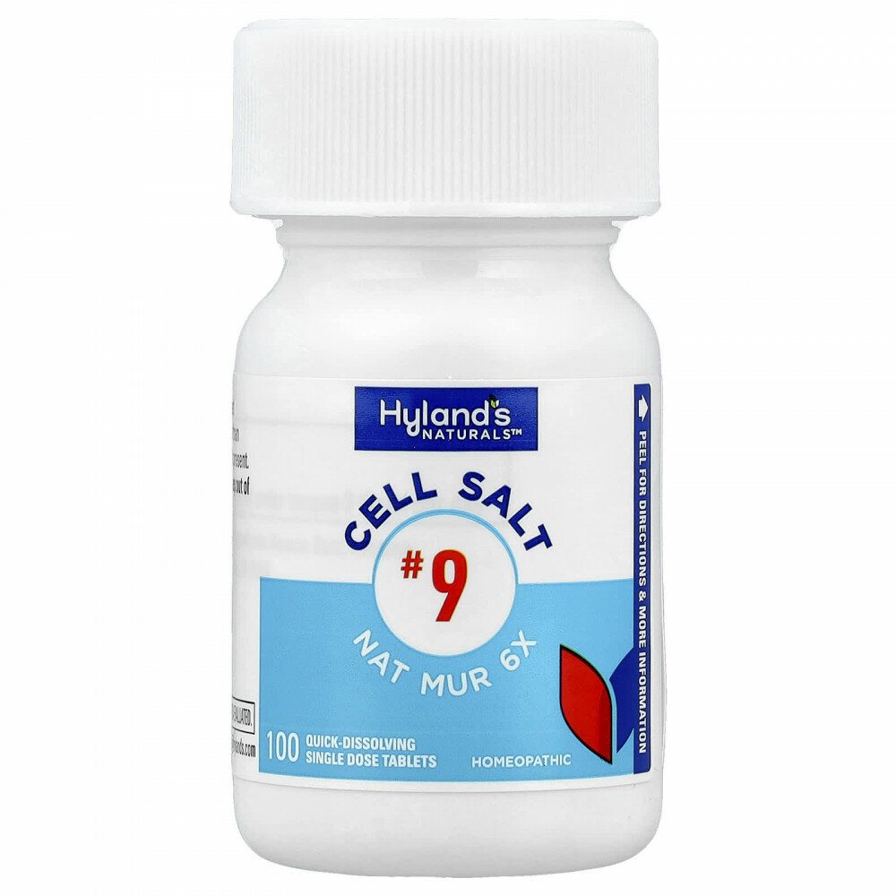 Hyland's Naturals, Cell Salt # 9, Nat. Mur 6X, 100 быстрорастворимых отдельных таблеток