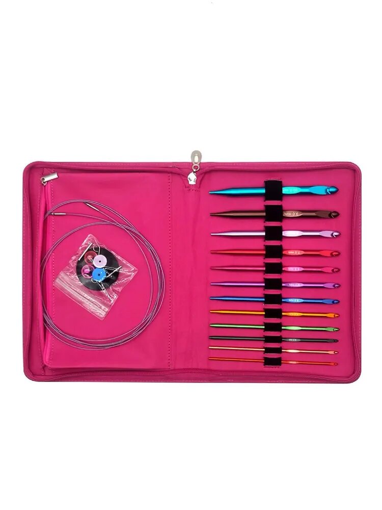 12pair Алюминиевый сменной круговой вязаной набор иглы 3,0 мм-10 мм с кожаным корпусом для ткацкого свитера