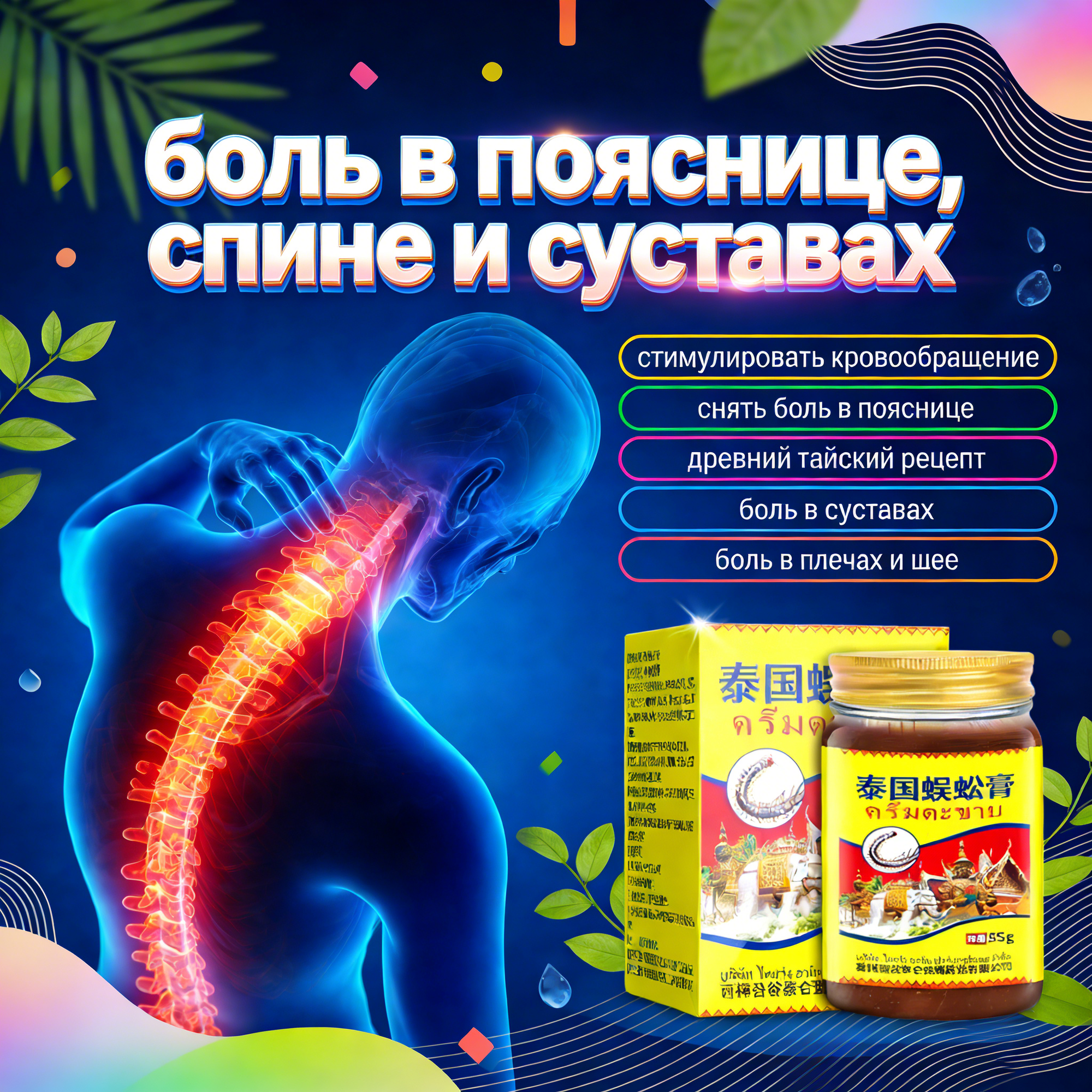 Мазь от боли в спине, пояснице, ногах и ревматических болей в суставах