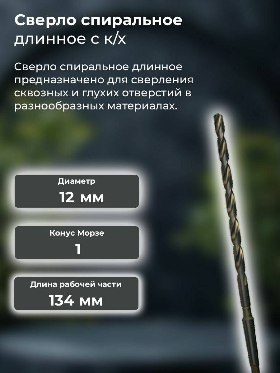Сверло спиральное длинное с к/х ф12.0
