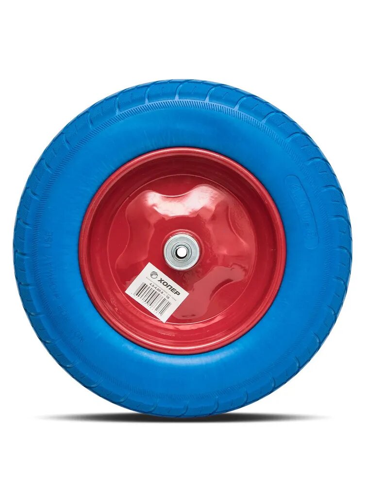 Колесо полиуретановое для тачки 1 колесной садовой / строительной 4.8-4.00-8-16 хопер