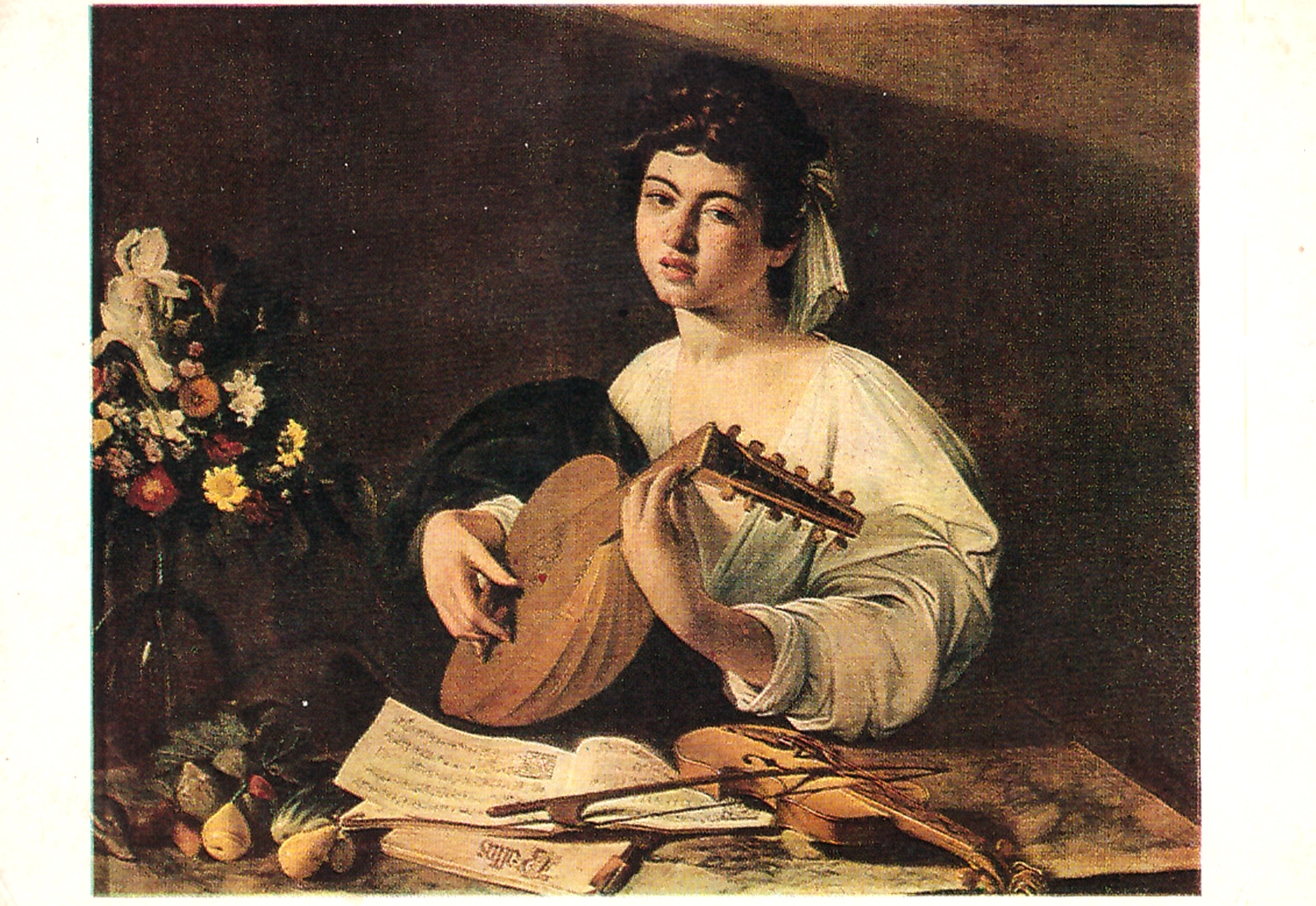 Почтовая открытка "Юноша с лютней"