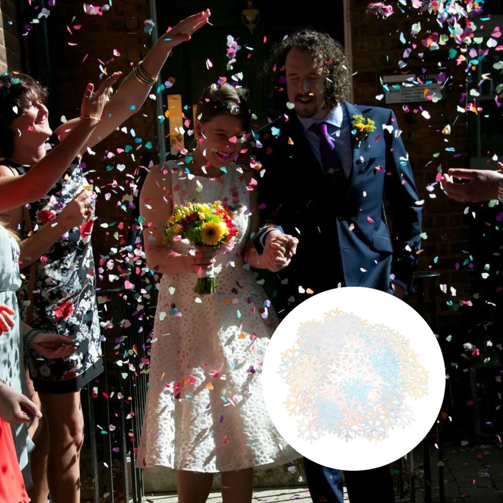 Пластиковые снежинки-конфетти синего цвета для праздничного декора 600 шт