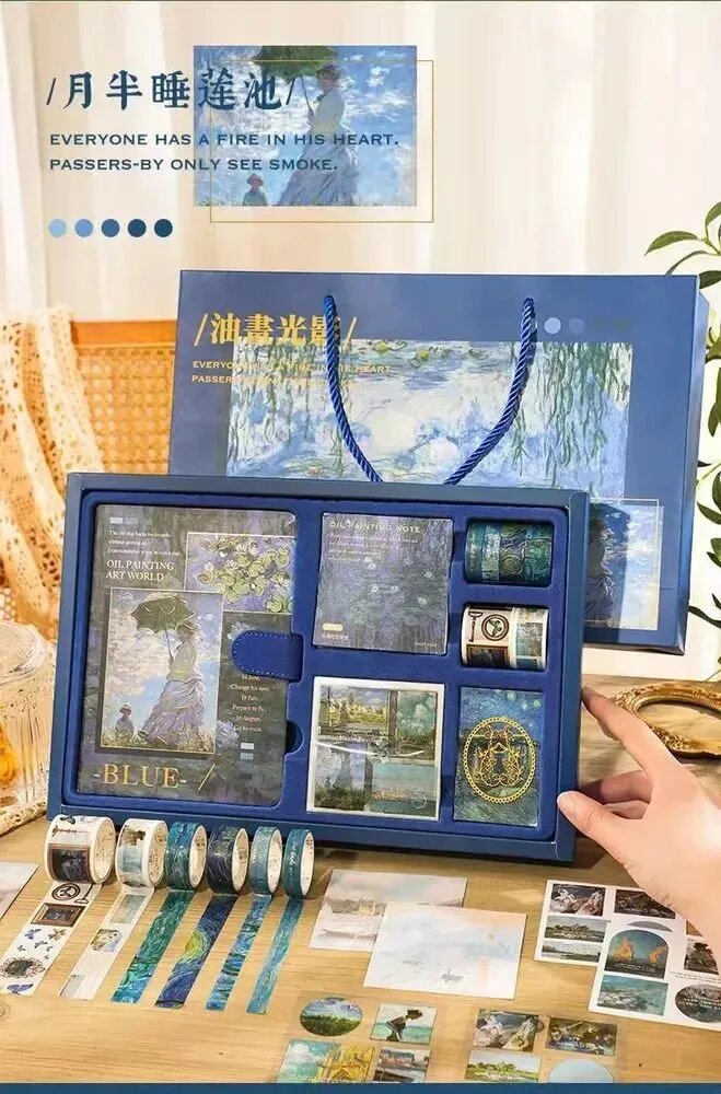 Блокнот, подарочный набор с самоклеящимися заметками, наклейками и закладками, серия классических масляных картин, МонеKOMOERHKS21