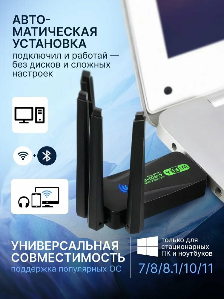 WIFI адаптер для компьютера блютуз адаптер для пк вай фай 6