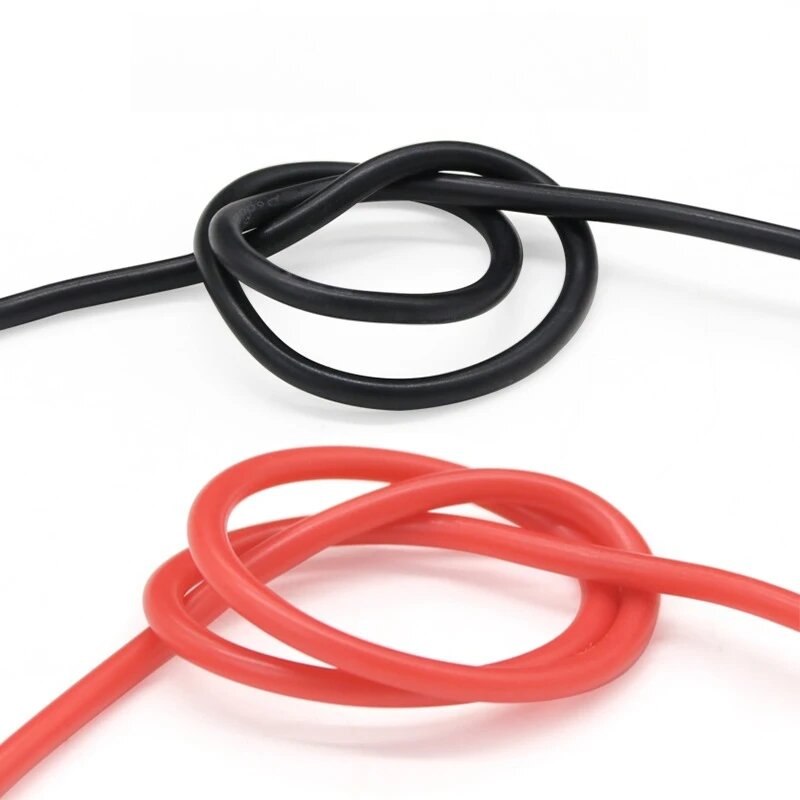 Термостойкий силиконовый кабель 30-16 AWG красный/черный/белый 28AWG, Black x 1m Red x 1m, 1 meter
