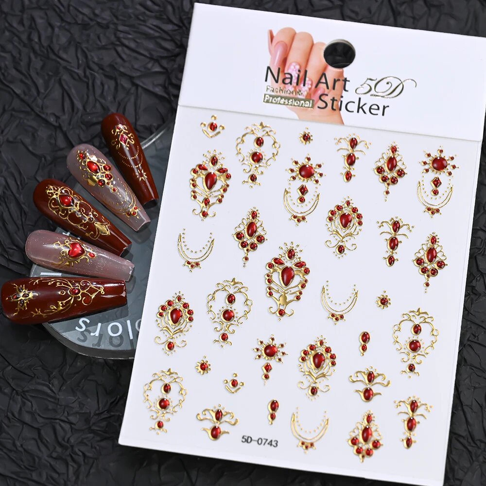 Наклейки для ногтей барокко, стразы, No.5