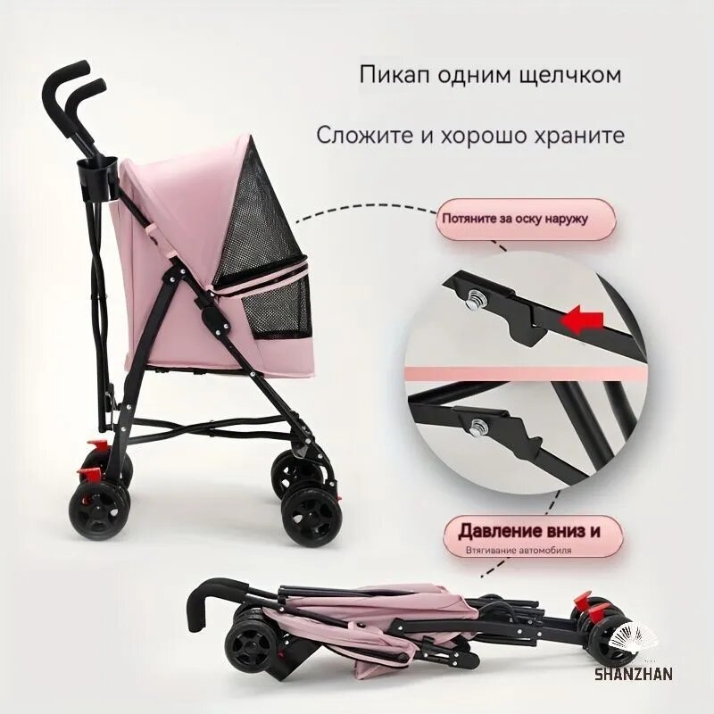 Детская прогулочная коляска, серая, с солнцезащитным козырьком и подстаканником, для детей от 0 до 6 месяцев — фото 1