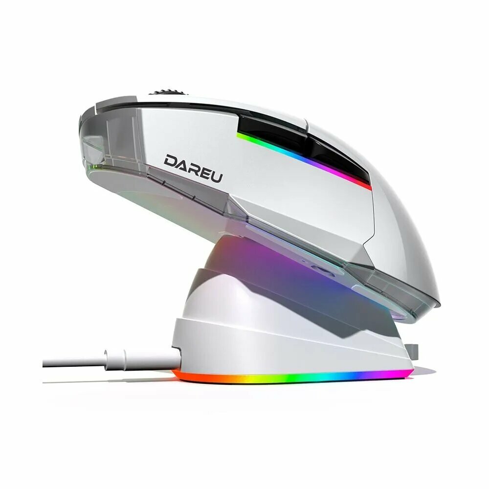 DAREU Игровая мышь проводная A955-WH White, белый, прозрачный