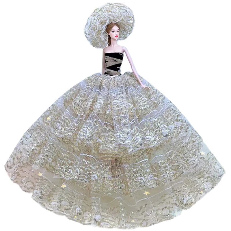 Белое кружевное платье для куклы Барби, new11 dress