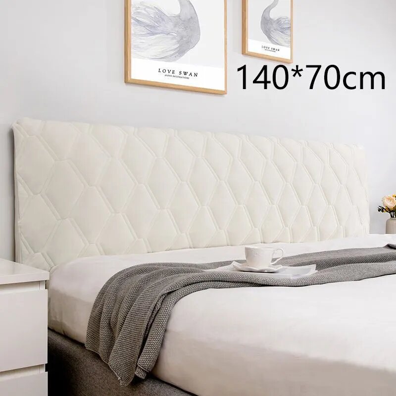 Чехол на мебель для кровати 140 см х 70см, велюровый, бежевый для изголовья кровати