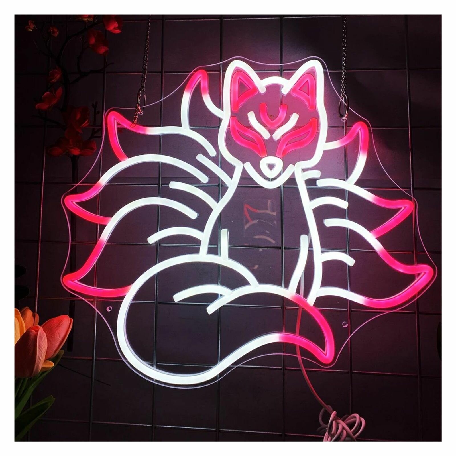 Неоновый свет от девятихвостого лиса 42cmх37cm