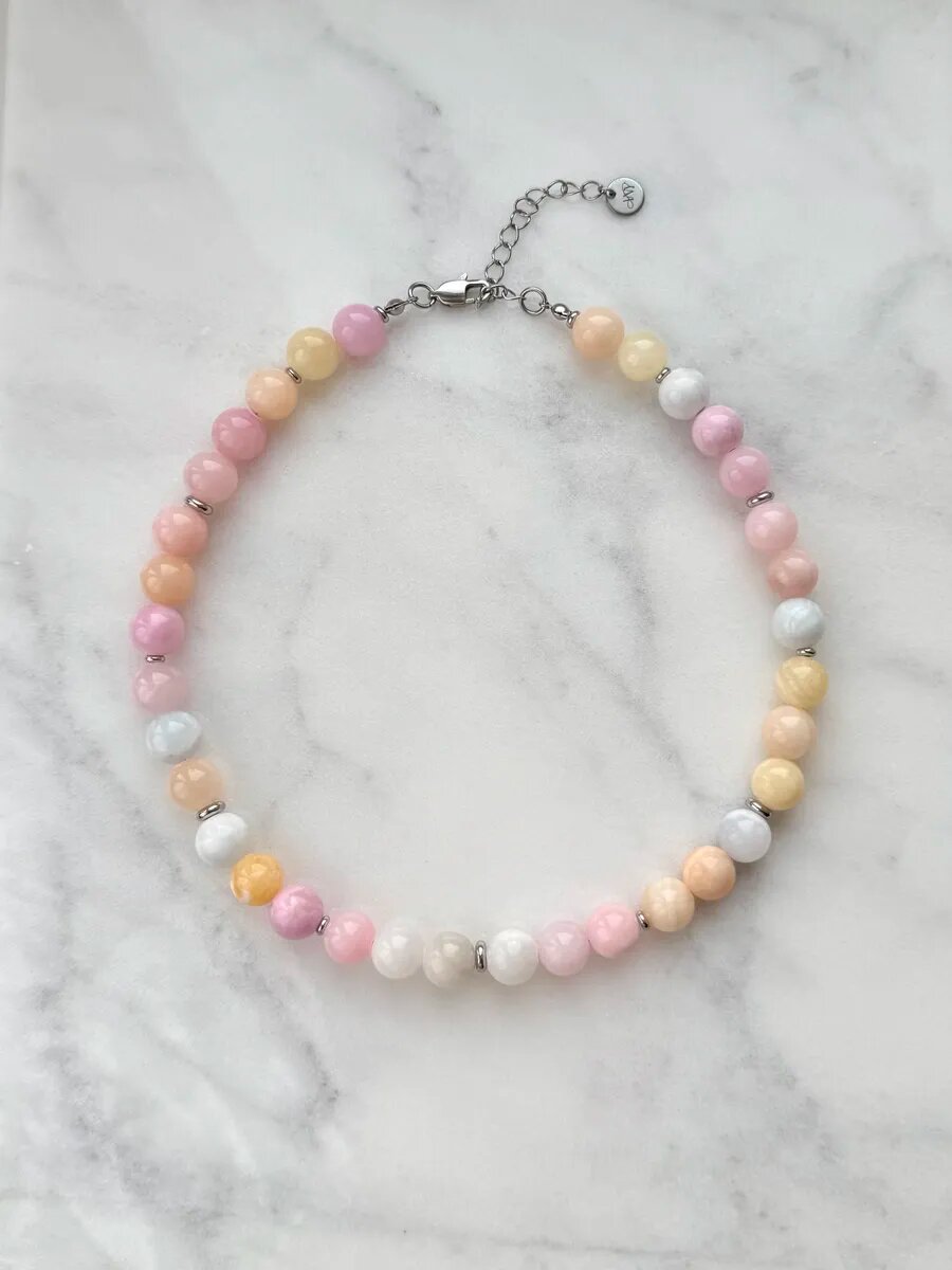 Чокер AnyJewels, длина 39 см, голубой, коричневый, розовый — фото 1