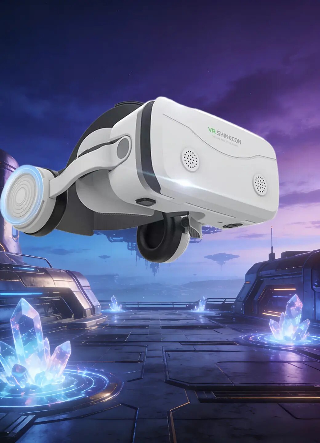 VR Очки виртуальной реальности с наушниками | 3D | от 4,7 до 7.0 дюйм | белая версия