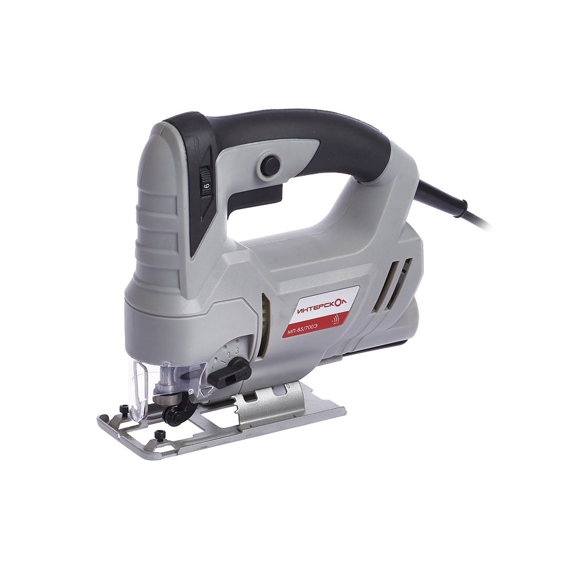 Лобзик сетевой Интерскол МП-85/700Э, 710 Вт, 3000 ход/мин, маятниковый ход, быстрозажимной механизм, серый
