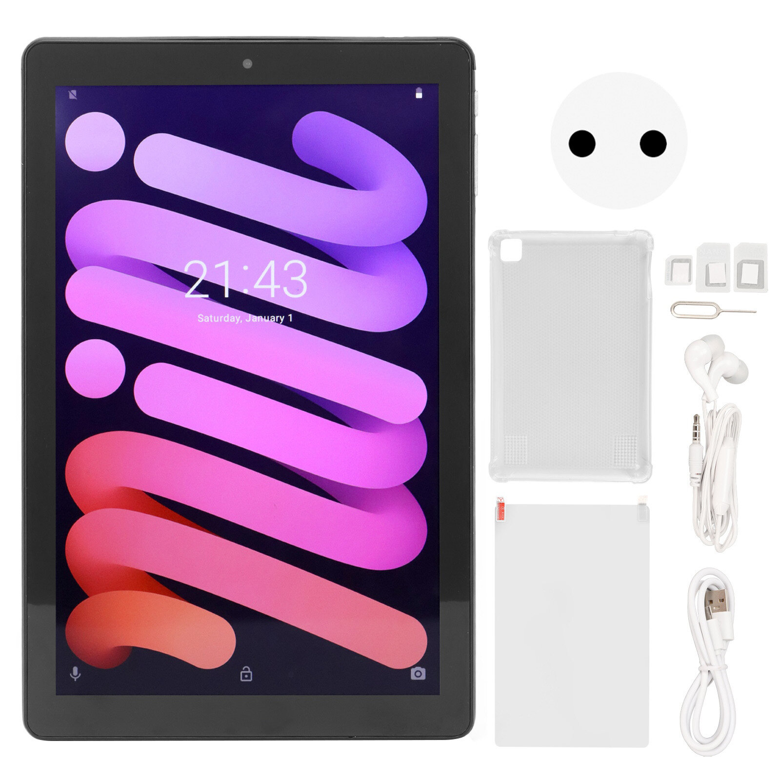 10дюймовый планшет: 4 ГБ ОЗУ, 256 ГБ ПЗУ, Android 11, 8ядерный CPU, WiFi 2.4G/5G, IPSэкран, стерео,