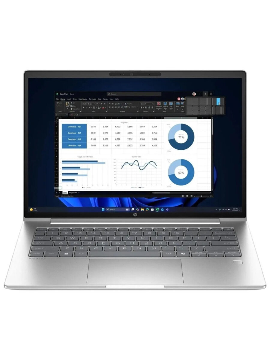 Ноутбук 14" IPS WUXGA HP ProBook 4 G1iR серебристый (Core 5 210H/16Gb/512Gb SSD/VGA int/FP/noOS) ((C1LK3PC))