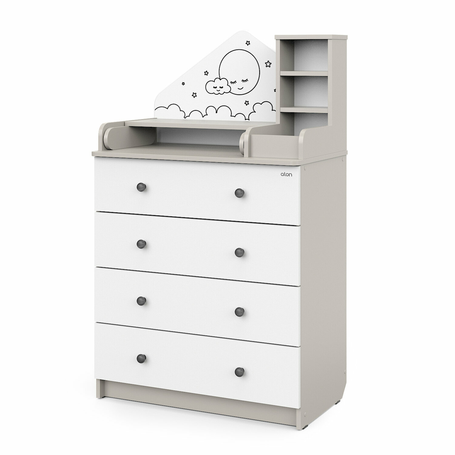 Атон Комод Сириус "ALF" трансформер с шариковыми направляющими 4 ящ. кашемир-белый