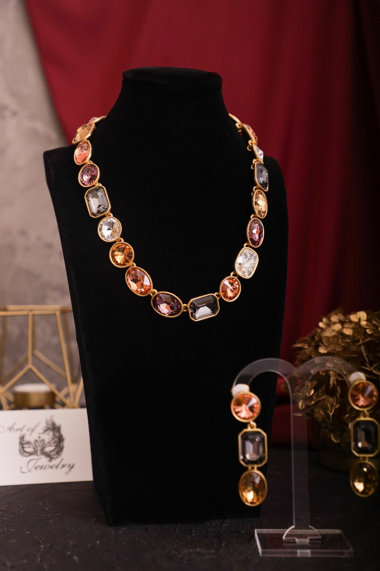 Колье, искусственный камень, кристалл