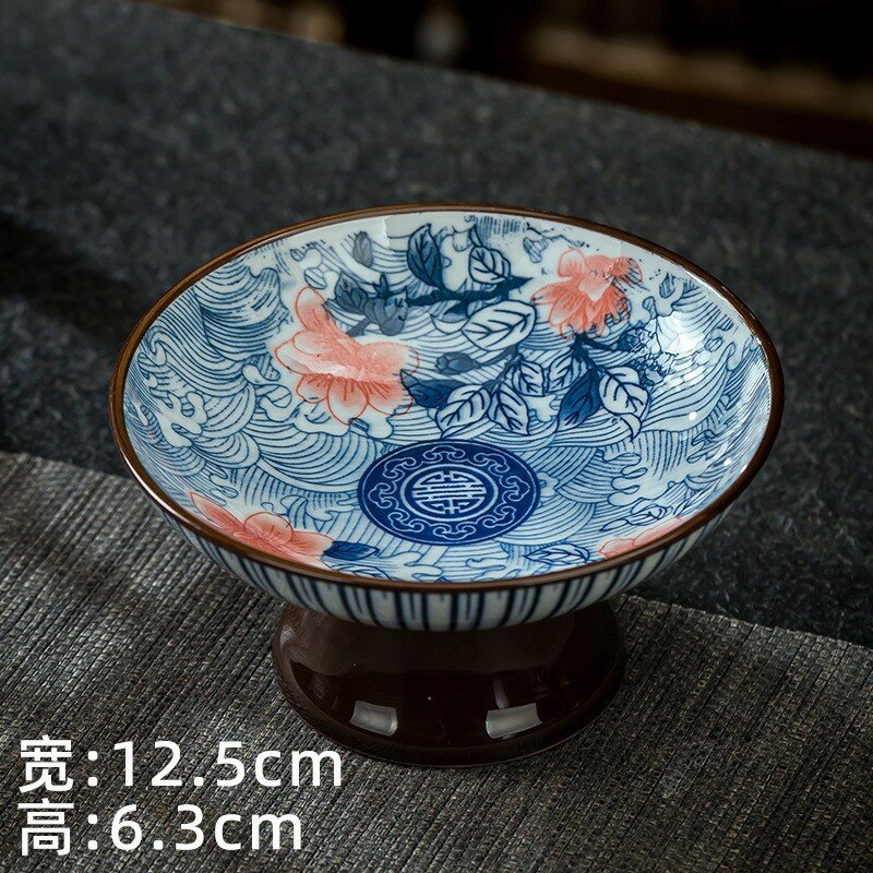 Ретро-поднос для чайных закусок в китайском стиле, сине-белый, на высокой ножке, фруктовница, маленькое блюдце, чаша для закусок и сухофруктов в китайском стиле, керамический поднос.