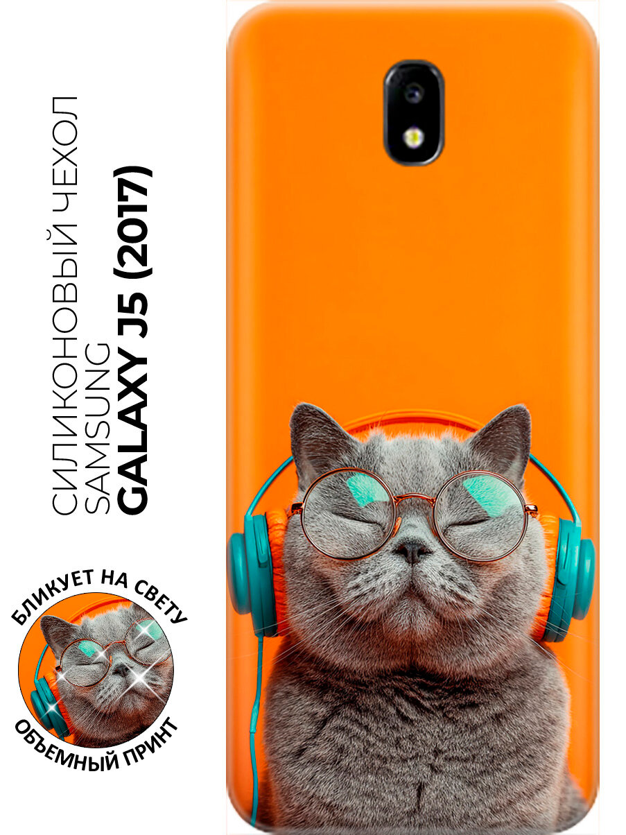 Силиконовый чехол на Samsung Galaxy J5 (2017) с принтом "Музыкальный котик"