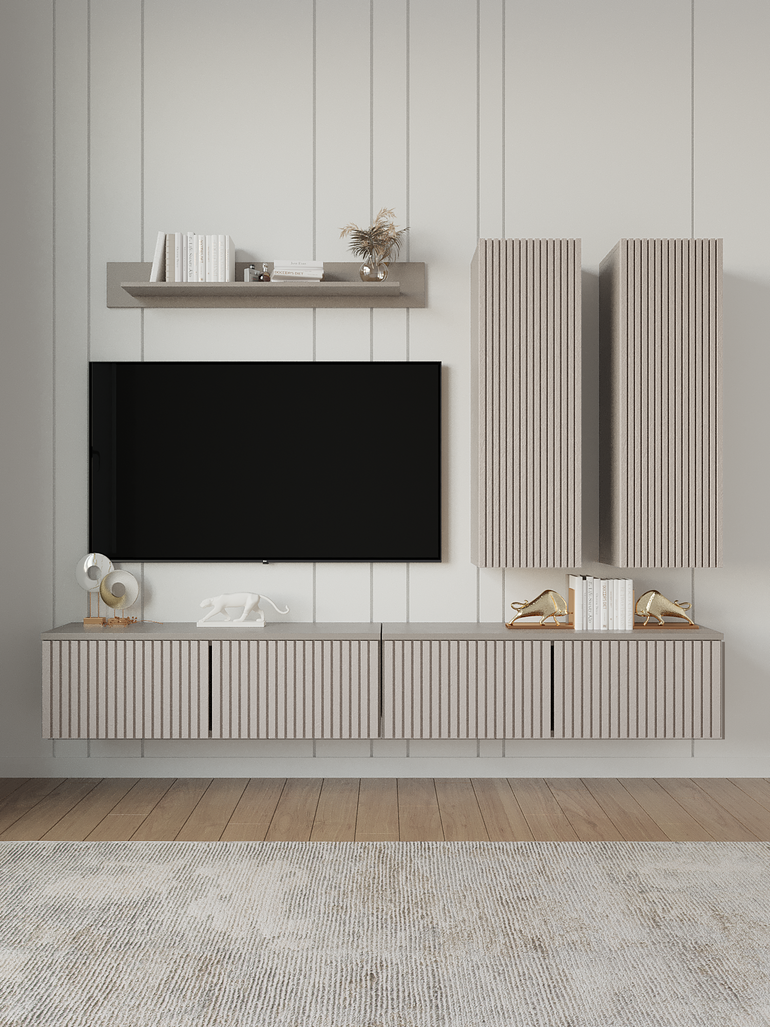 Модульная стенка ORBIS 3, современное исполнение, для гостиной, длина 220 см, Велюр