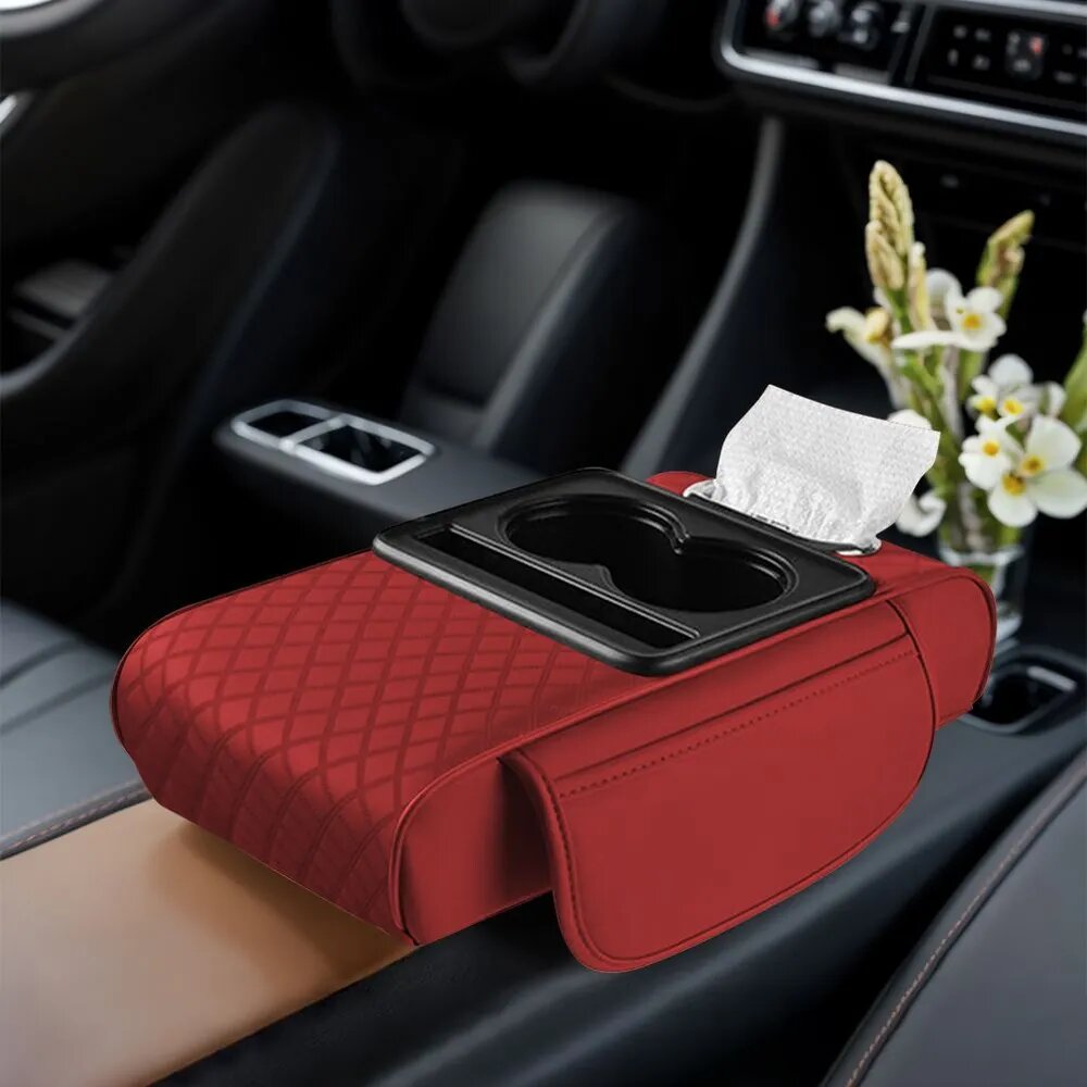 Milochic Обшивка автомобильная Красного цвета с подстаканником и держателем для салфеток