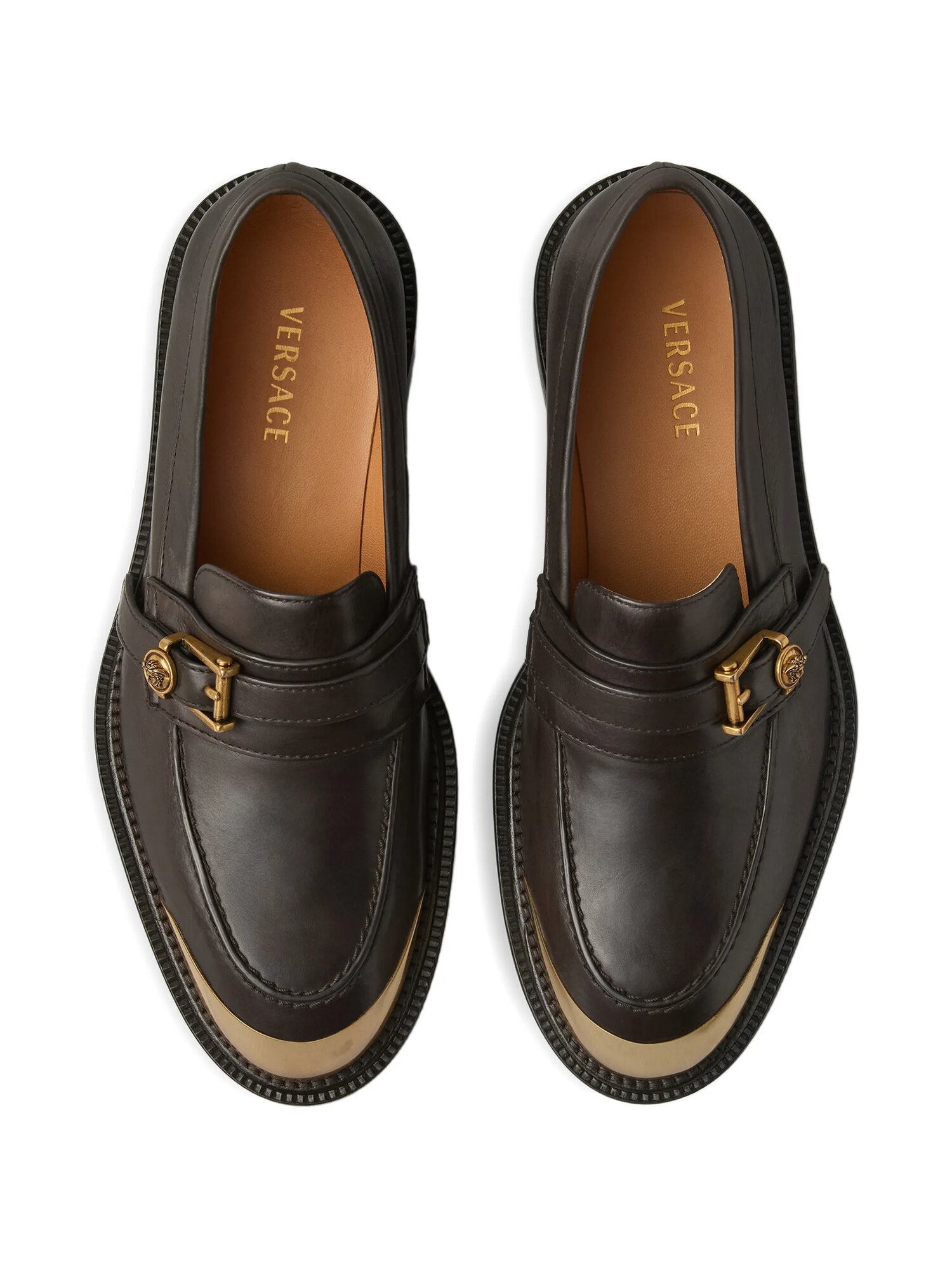 Лоферы Versace Primo leather loafers, размер 38,5, коричневый — фото 1