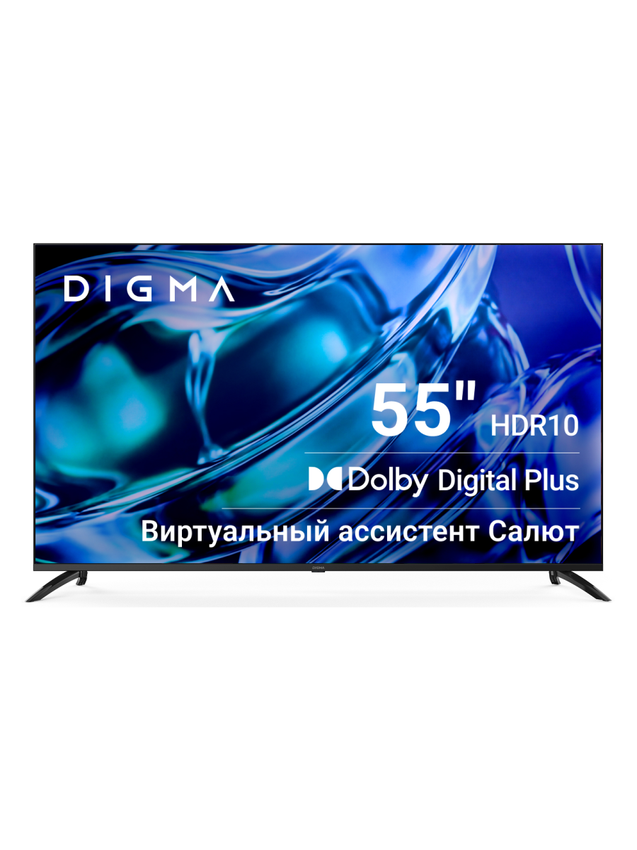 Телевизор Digma DM-LED55UBB40 55" LED, 4K Ultra HD, черный, смарт ТВ, Салют ТВ