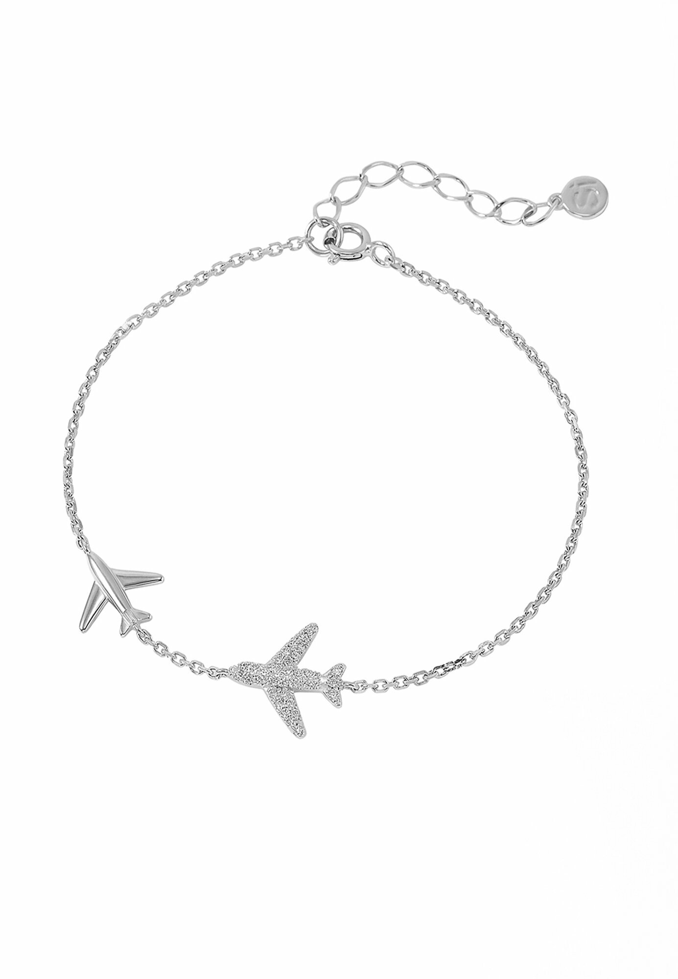 Браслет-цепочка, серебро, 925 проба, родирование, фианит