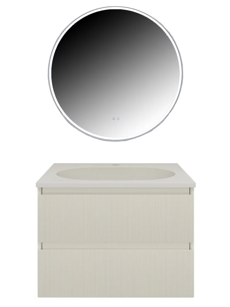 Мебель для ванной комнаты Vincea Welle 60 m.beige soft-touch, раковина VCB-4H600J жасмин