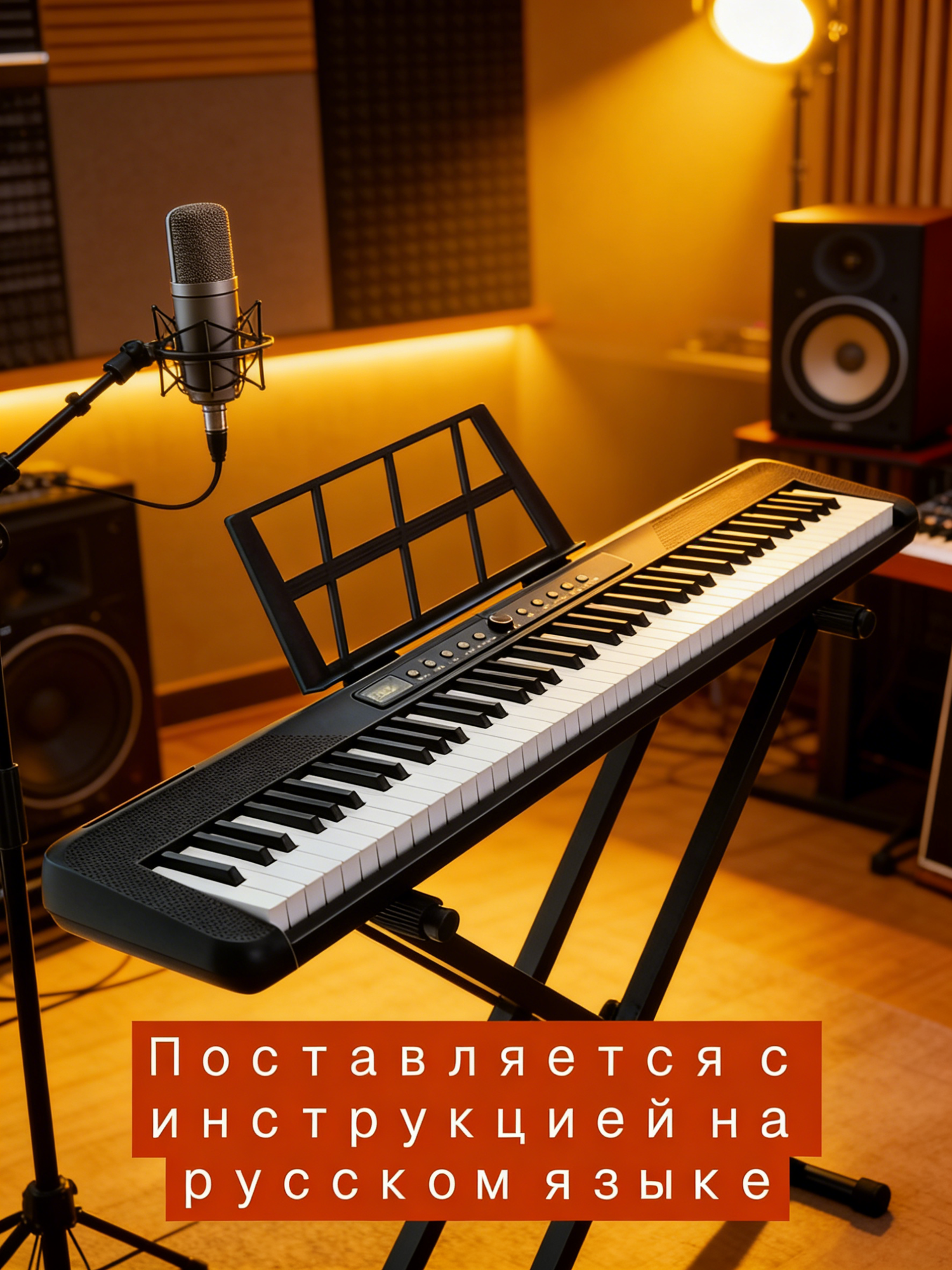 Синтезатор 88 клавиш, полифония 128, Bluetooth, с кронштейном, инструкция на русском, для обучения