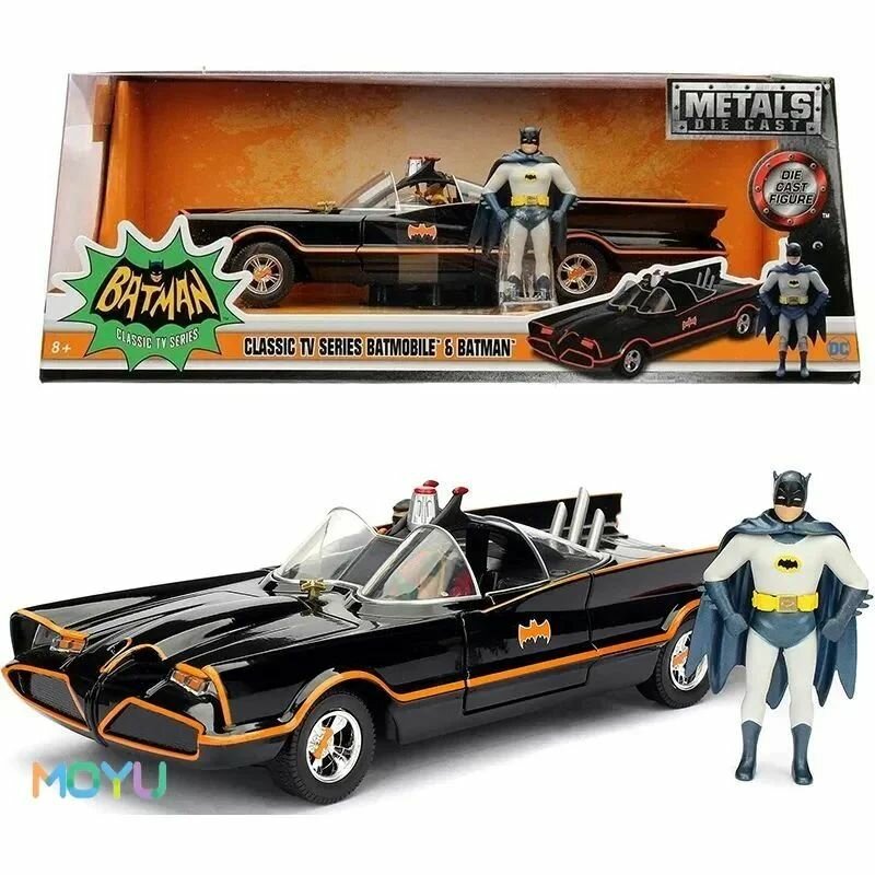 Машинка Jada Toys 1966 Classic TV Series Batmobile With Batman And Robin Figures 1/24 Scale Die cast Model
