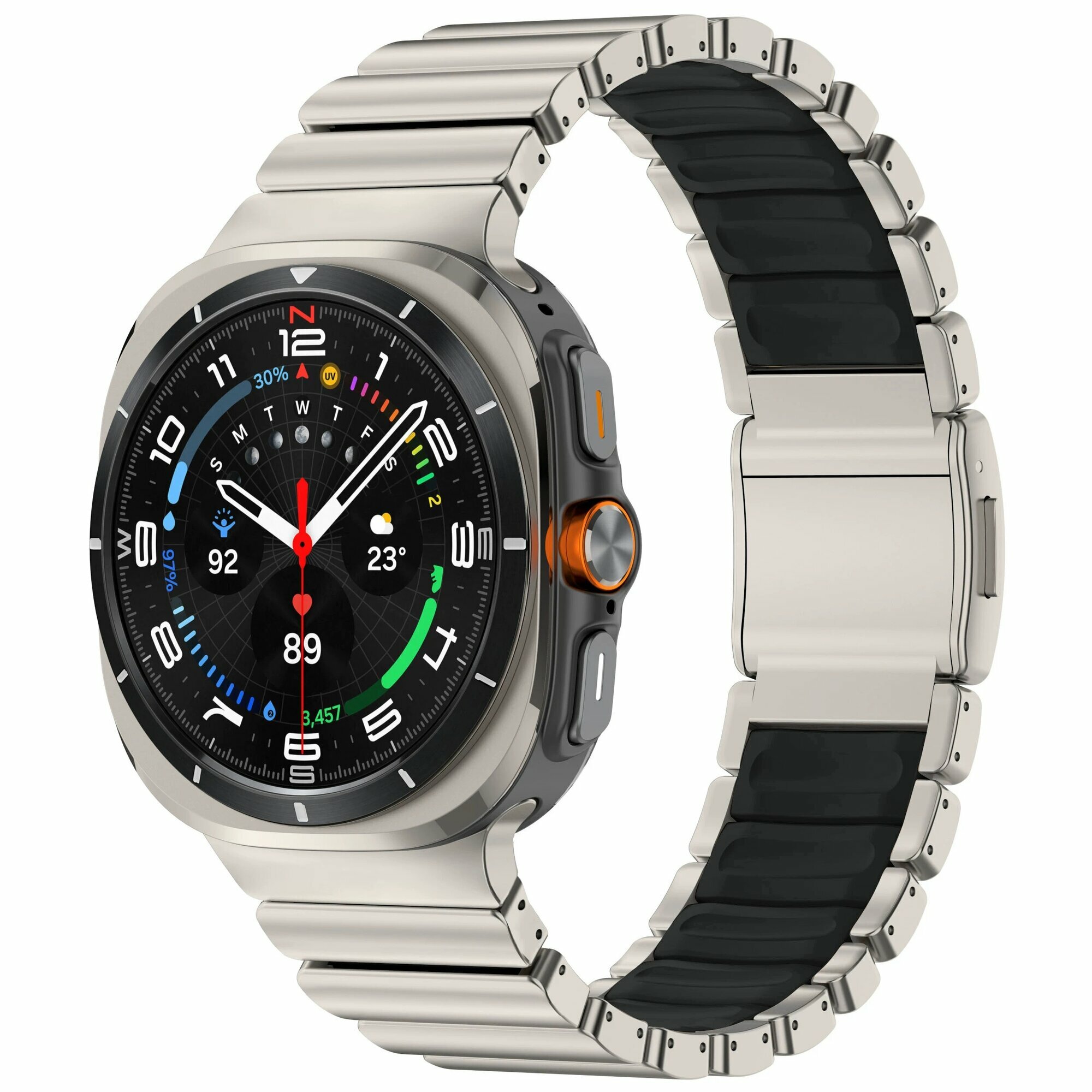 Титановый металлический магнитный захватный ремень для часов Samsung Galaxy Watch 8 40 мм 44 мм / 8 classic 46 мм Мягкий металлический силиконовый ремень