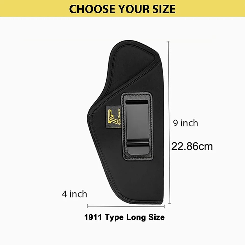 Неопреновый универсальный чехол для ношения внутри пояса (IWB), металлический 1911 Type Extra Long
