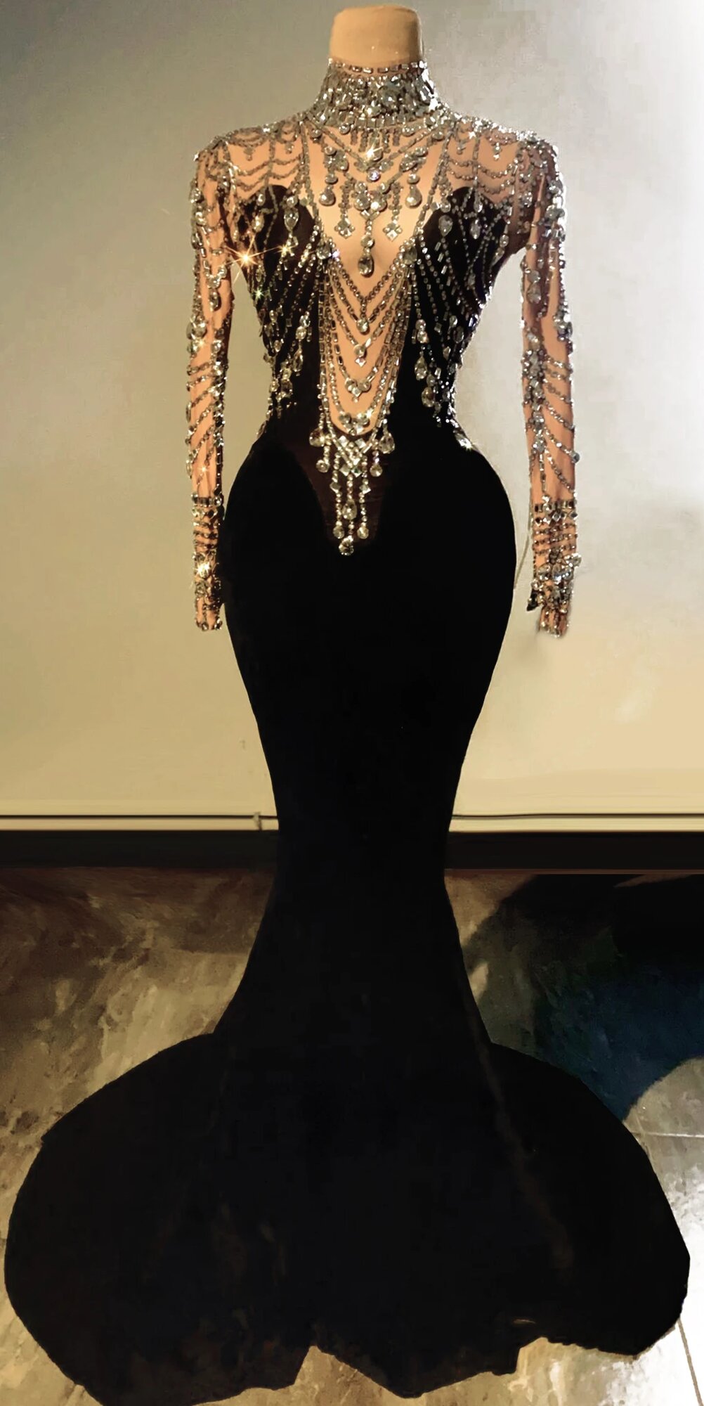 Женское Сексуальное вечернее длинное платье, элегантное бархатное платье для свадебной вечеринки, со стразами, со шлейфом, сценические костюмы