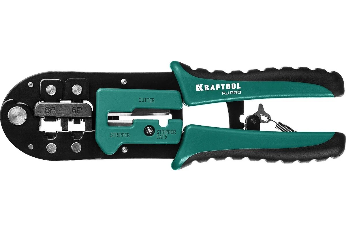Клещи обжимные KRAFTOOL RJ-Pro RJ45, 4 функции, закалённая сталь, RJ11, RJ12, RJ45
