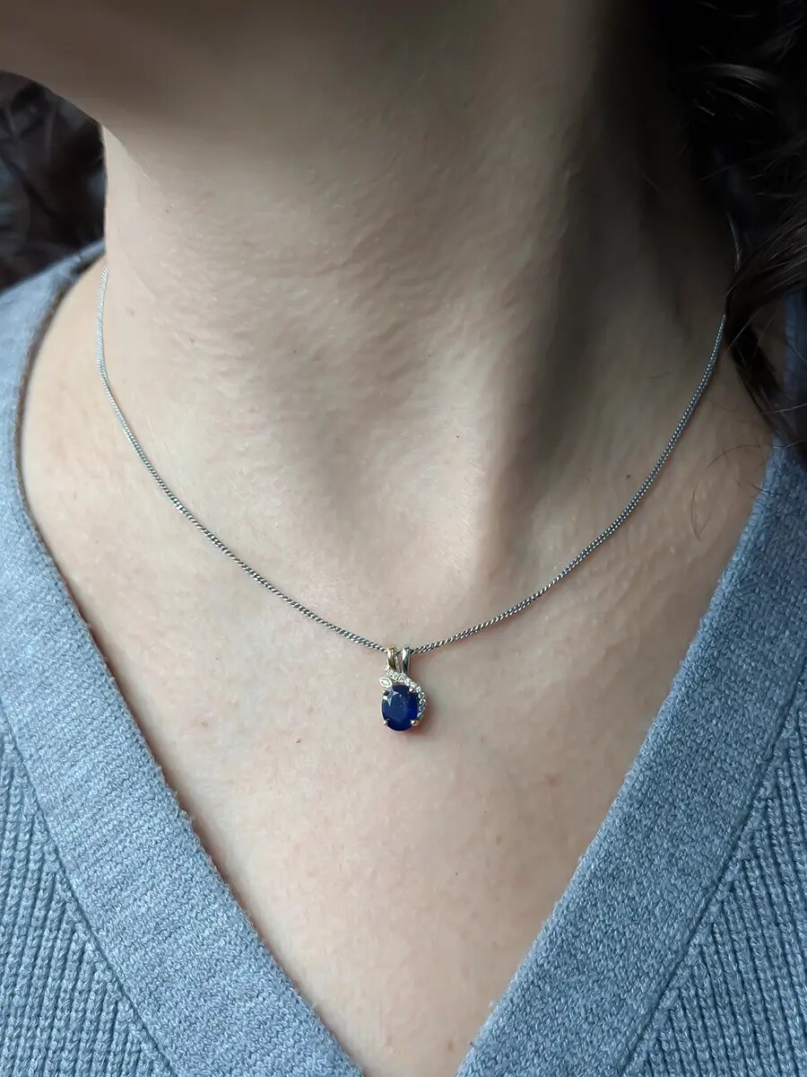 Подвеска, серебро, 925 проба, золочение, родирование, сапфир, фианит