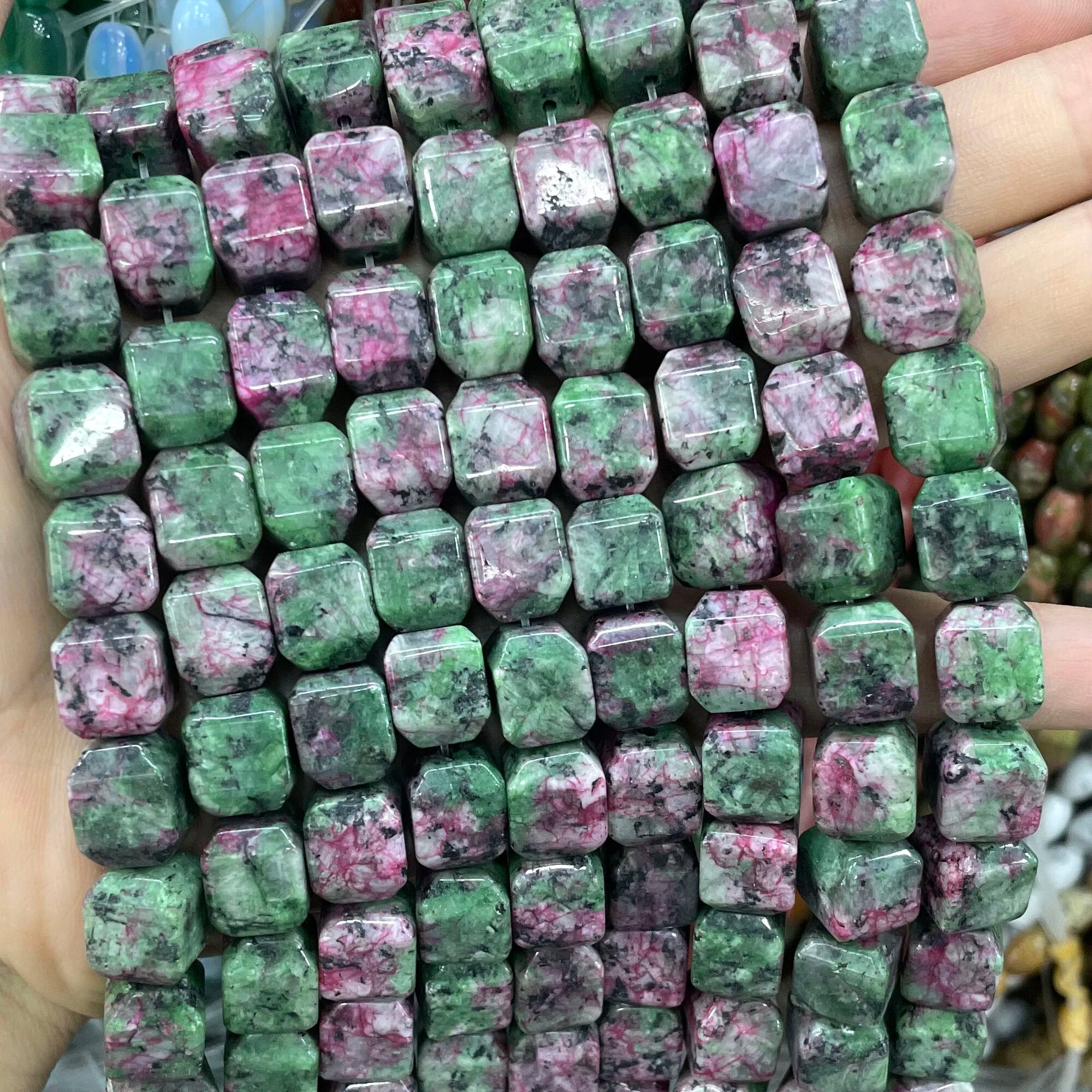 Натуральные бусины SYSRXLR агат, бирюза, авантюрин 12 мм Изумрудный, Epidote Zoisite