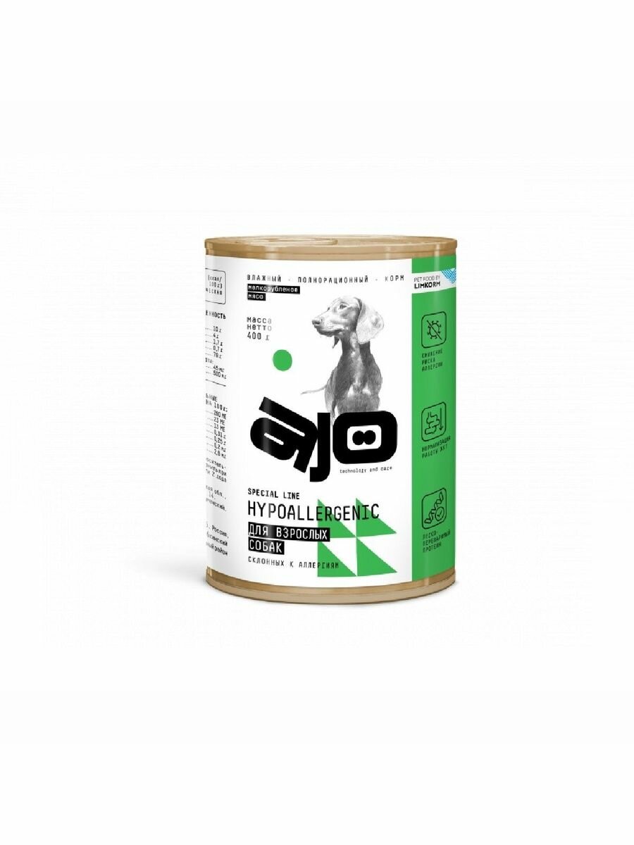 AJO Hypoallergenic для собак склонных к аллергиям 400г*12шт