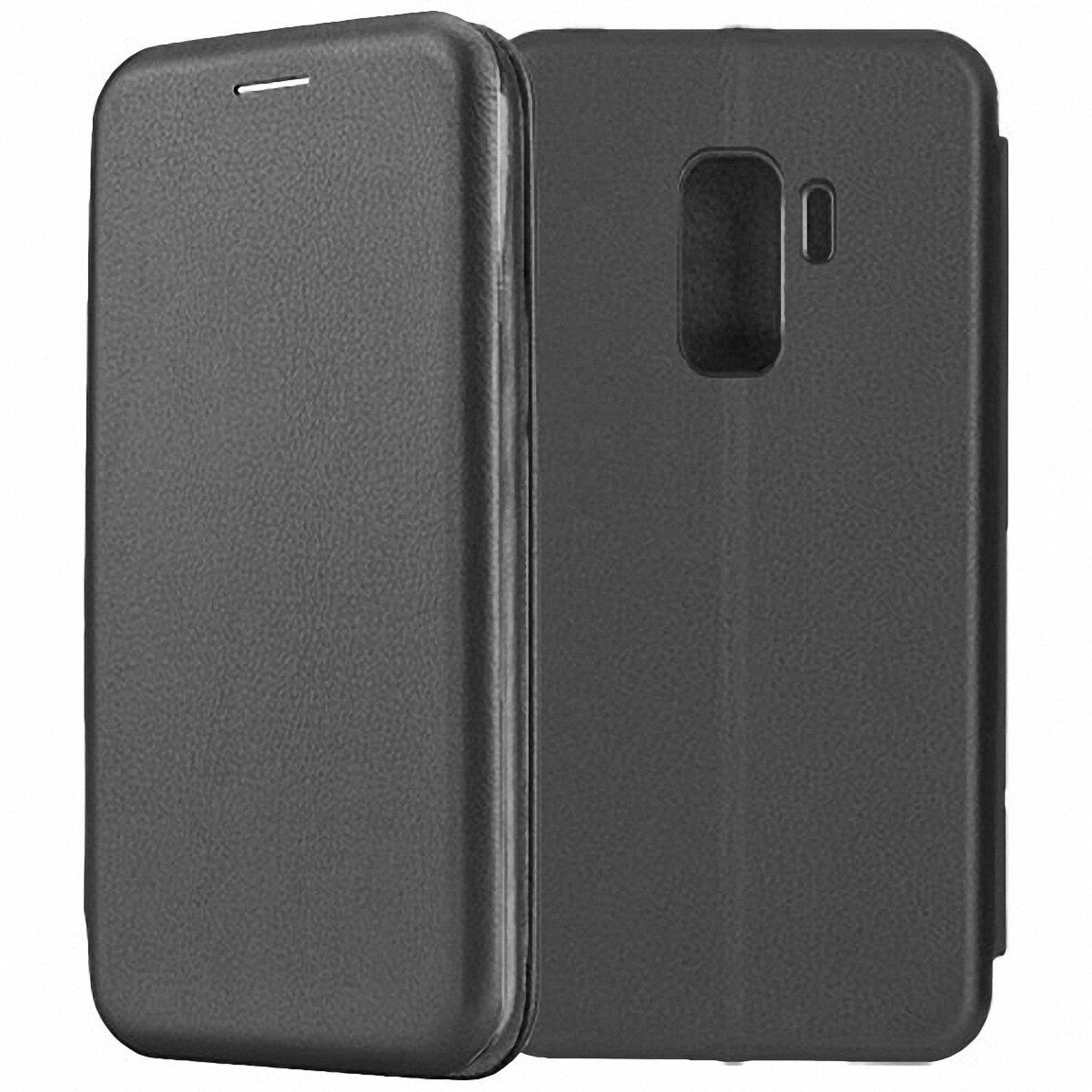 Чехол-книжка для Samsung Galaxy S9+ G965 черный / подставка, отделение для карт