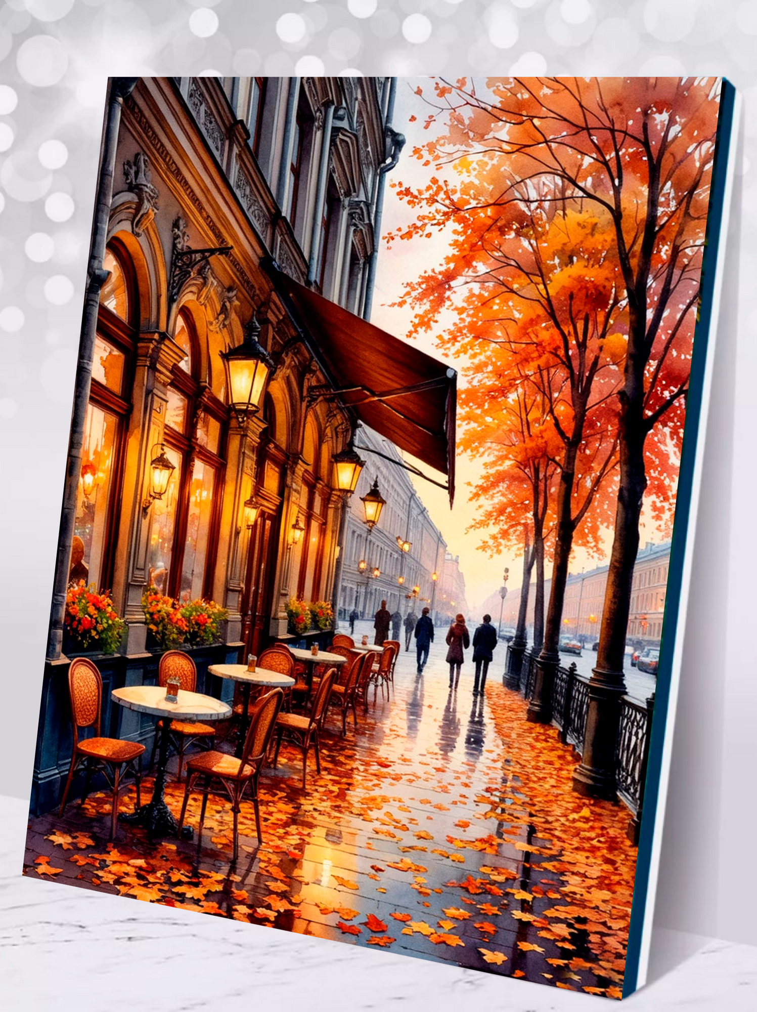 Картина по номерам Осеннее кафе 40х50 см, хлопковый холст на подрамнике, акрил, Art Hobby Home
