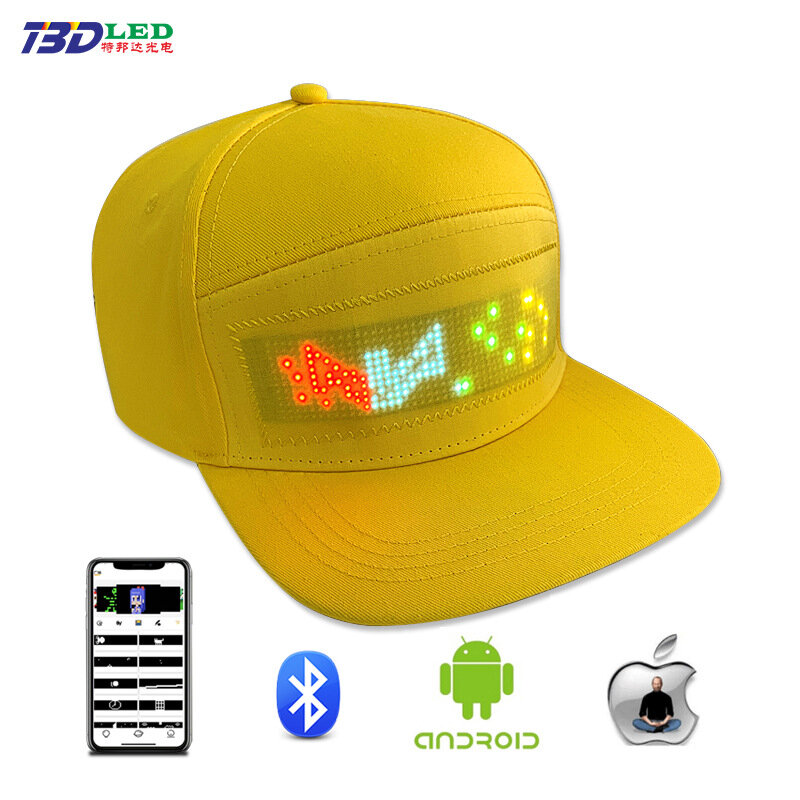 Шапки с LED-подсветкой в наличии, рекламные LED-шапки, управляемые с мобильного телефона, беспроводные хлопковые LED-шапки.