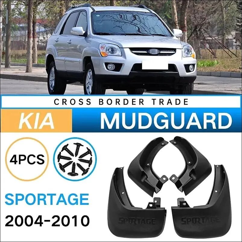 Крыло автомобильное для Kia Sportage 2004-2010, комплект, черное, ABS пластик
