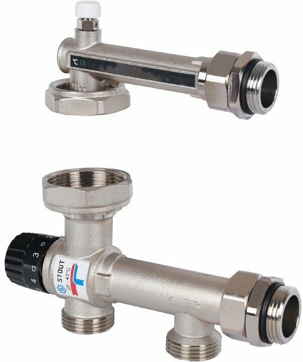 Насосно-смесительный узел Stout SDG-0120-005010 с термостатическим клапаном 20-55°C, без насоса